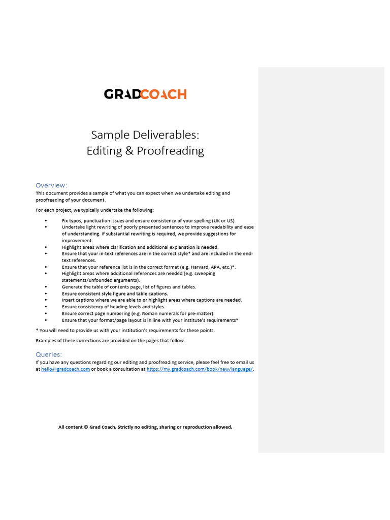 Sample Deliverables Editing Proofreading | PDF | Proofreading | Editing