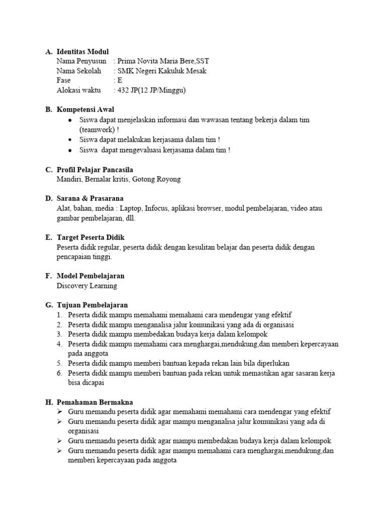Modul Kerja Tim | PDF | Karier & Perkembangan | Pengembangan Diri