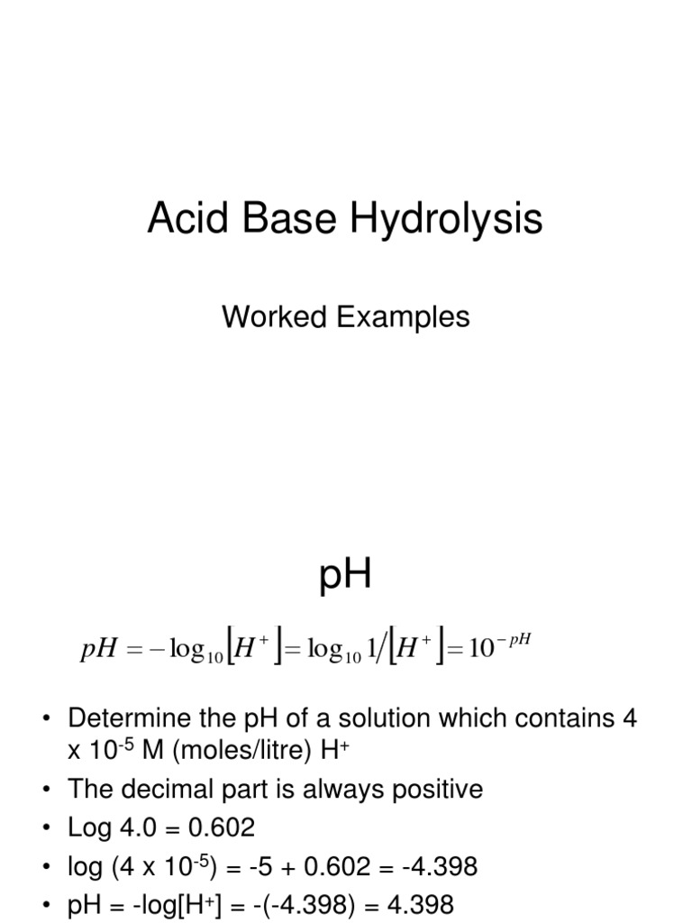 Acid Base Hydrolysis Worked Examples | Buffer Solution | Acid ...