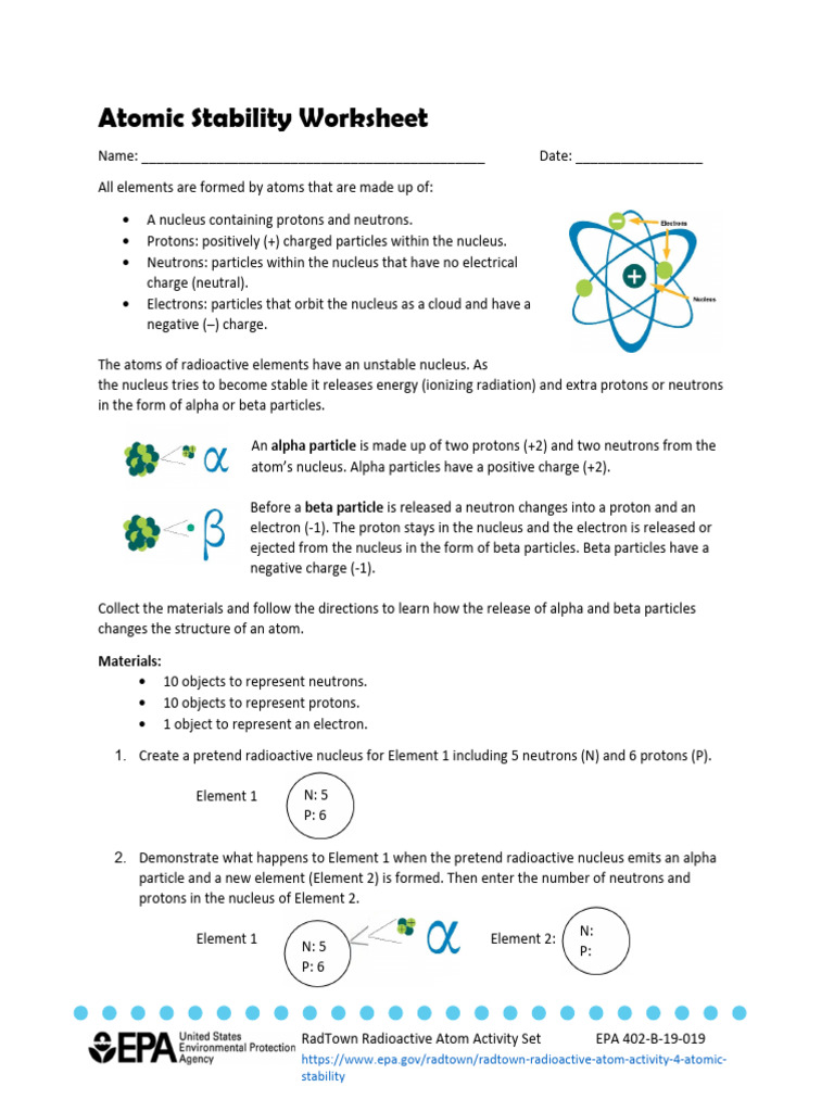 Band of Stability Worksheet Guide | PDF | Atomic Nucleus | Neutron