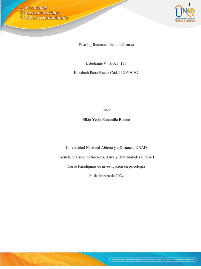Fase 1 - Elizabeth Parra Rueda | PDF | Paradigma | Sicología