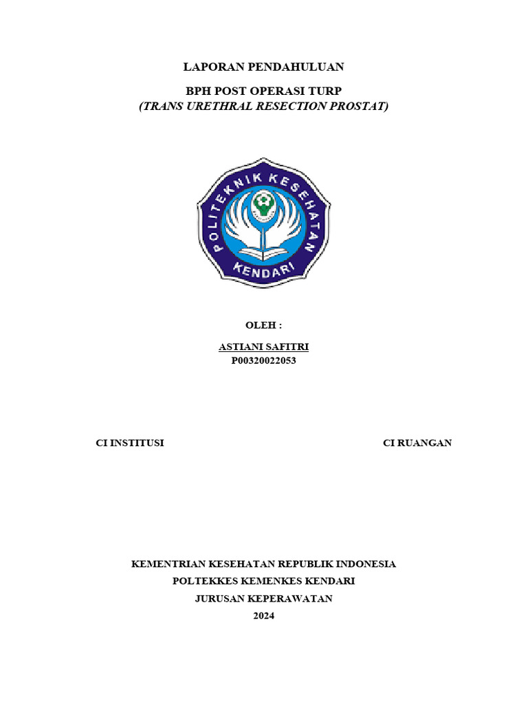 LP BPH Post Operasi Turp | PDF | Pengembangan Diri | Kesehatan Holistik