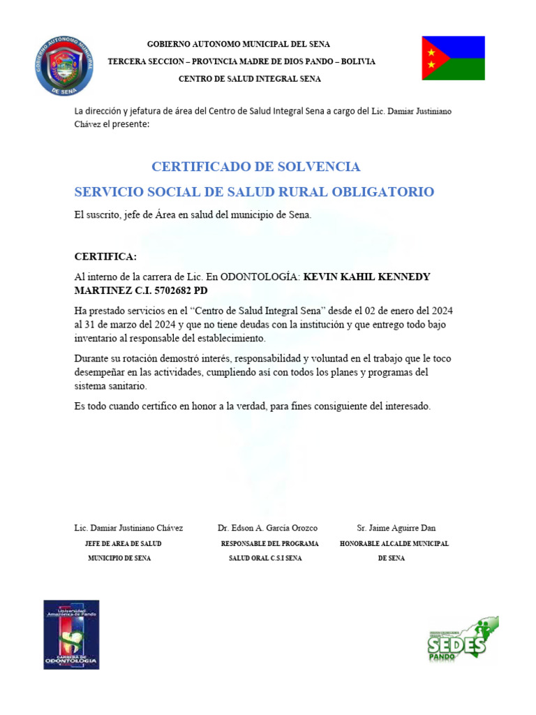 CERTIFICADO SRO | PDF