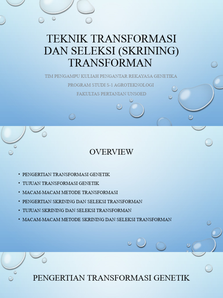 Teknik Transformasi Dan Seleksi Transforman | PDF | Sains & Matematika