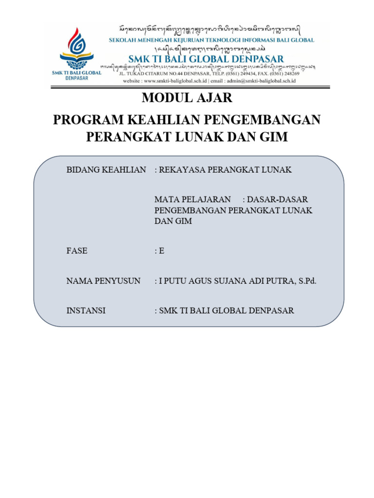 MODUL AJAR Dasar PPLG | PDF