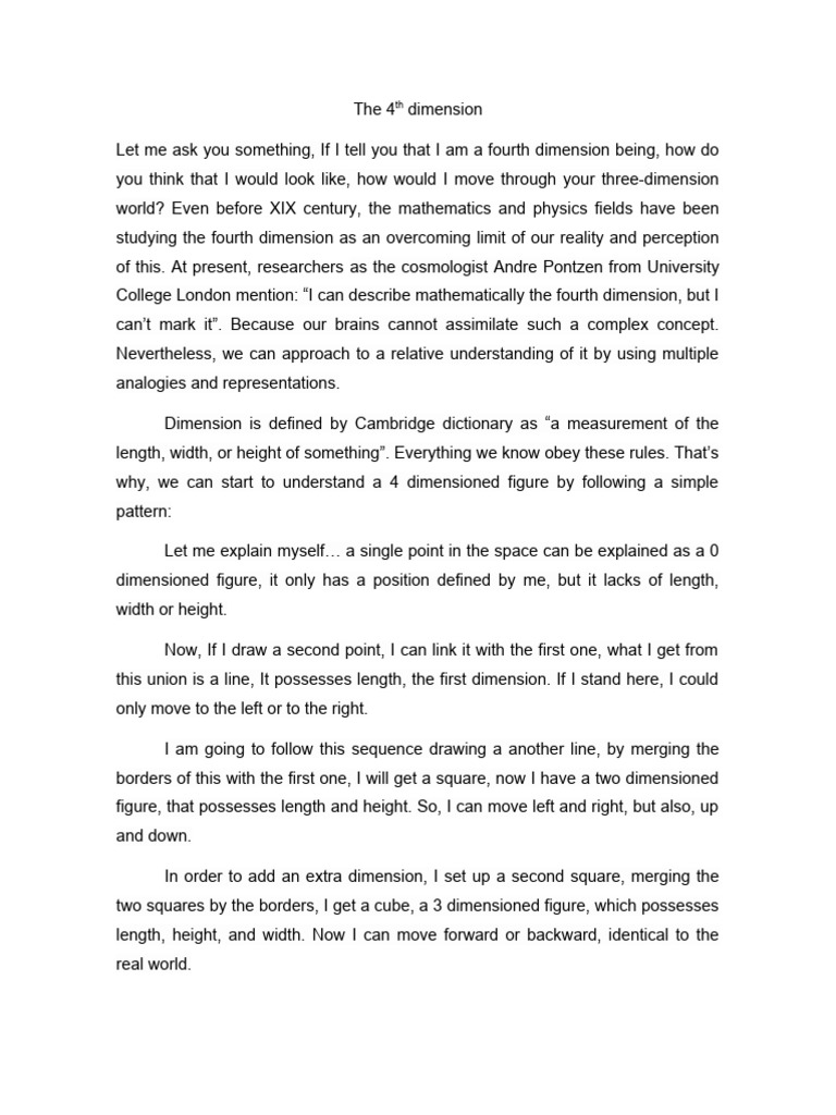 4th Dimension Final | PDF | Dimension | Length