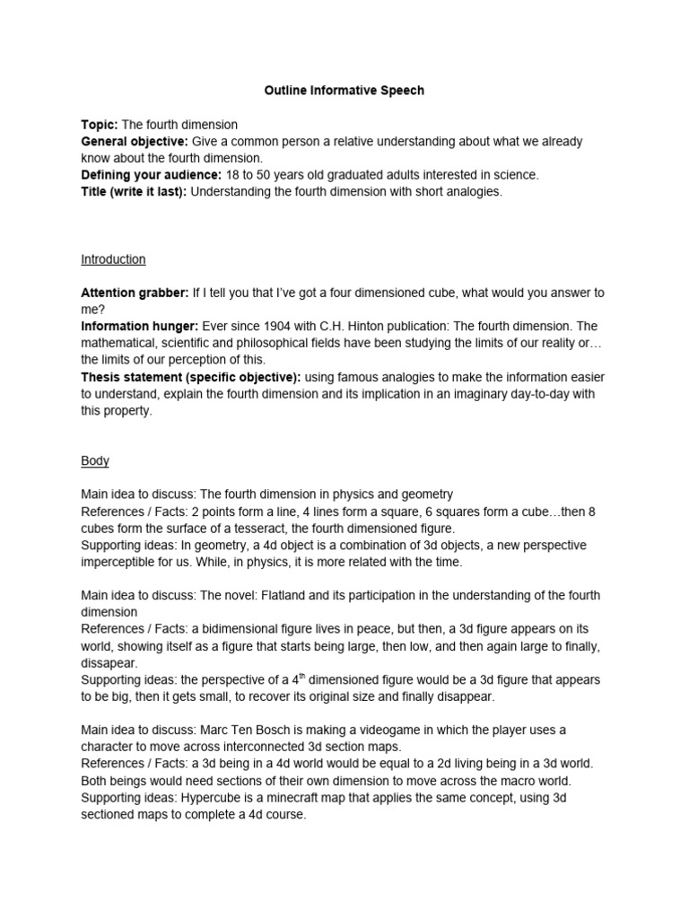 Outline Informative Speech | PDF | Science