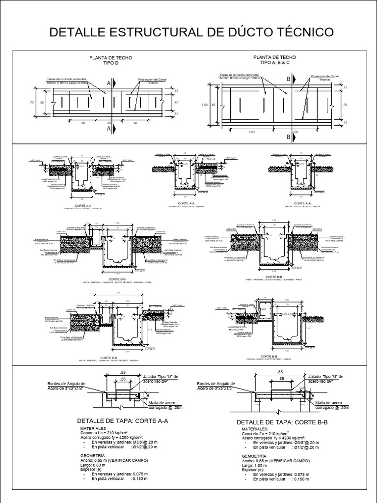Detalle Estructural de Ducto Técnico | PDF | Ingeniero civil | Hierro