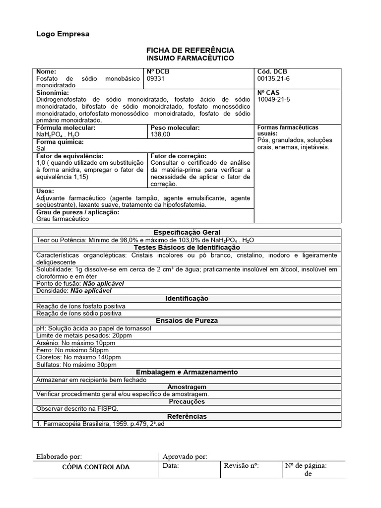 Fosfato de Sódio Monobásico Monohidratado | PDF | Solubilidade | Sal ... Fosfato de Sódio Monobásico Monohidratado | PDF | Solubilidade | Sal ...