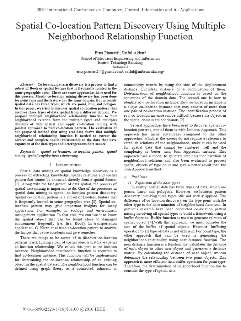 Discovering Spatial Co-location Patterns | PDF | Spatial Analysis ...