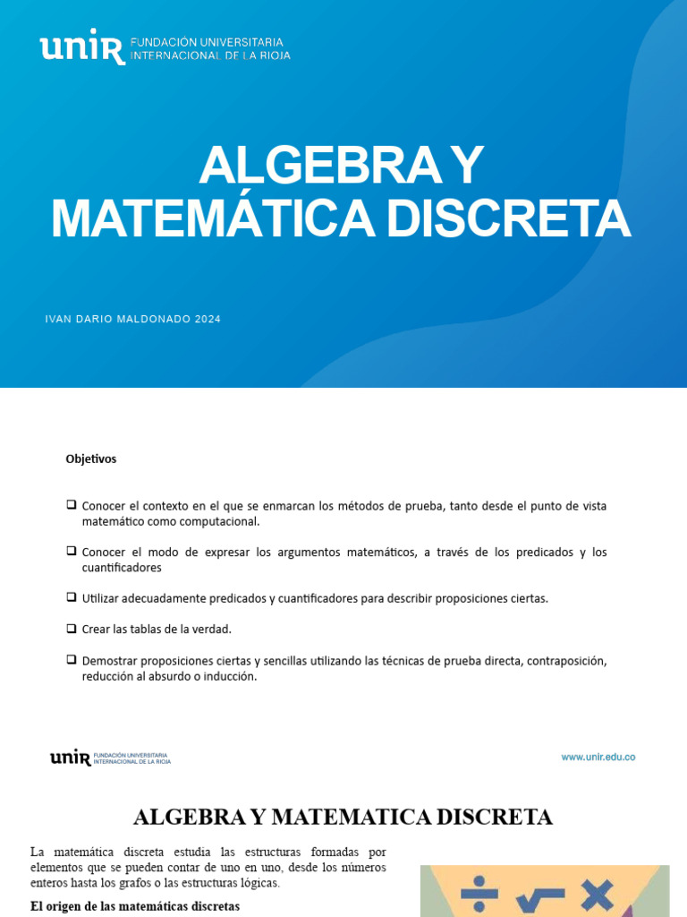 Algebra y Matematica Discreta | PDF | Matemáticas discretas | Proposición