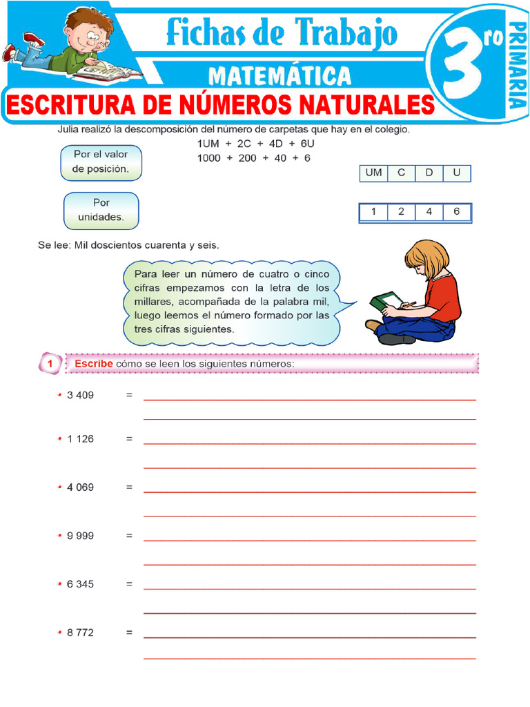 Escritura-de-numeros-naturales-para-Tercer-Grado-de-Primaria | PDF