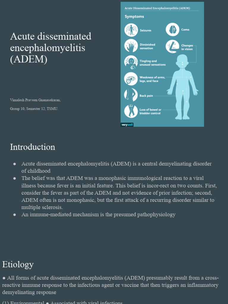 Acute Disseminated Encephalomyelitis (ADEM) | PDF | Spinal Cord | Vaccines