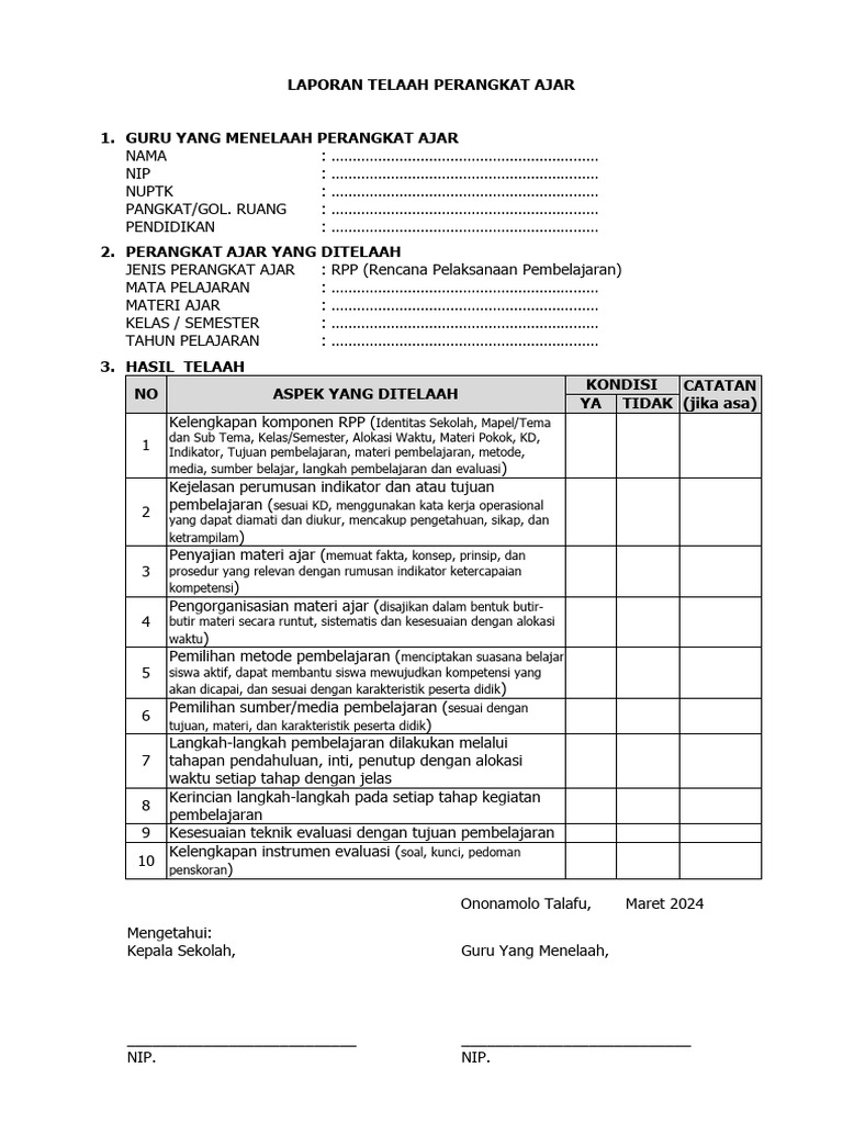 Laporan Telaah Perangkat Ajar | PDF