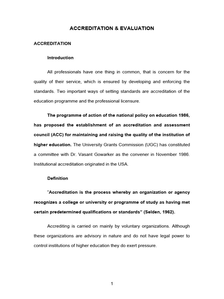 Accreditation | PDF | Evaluation | Nursing