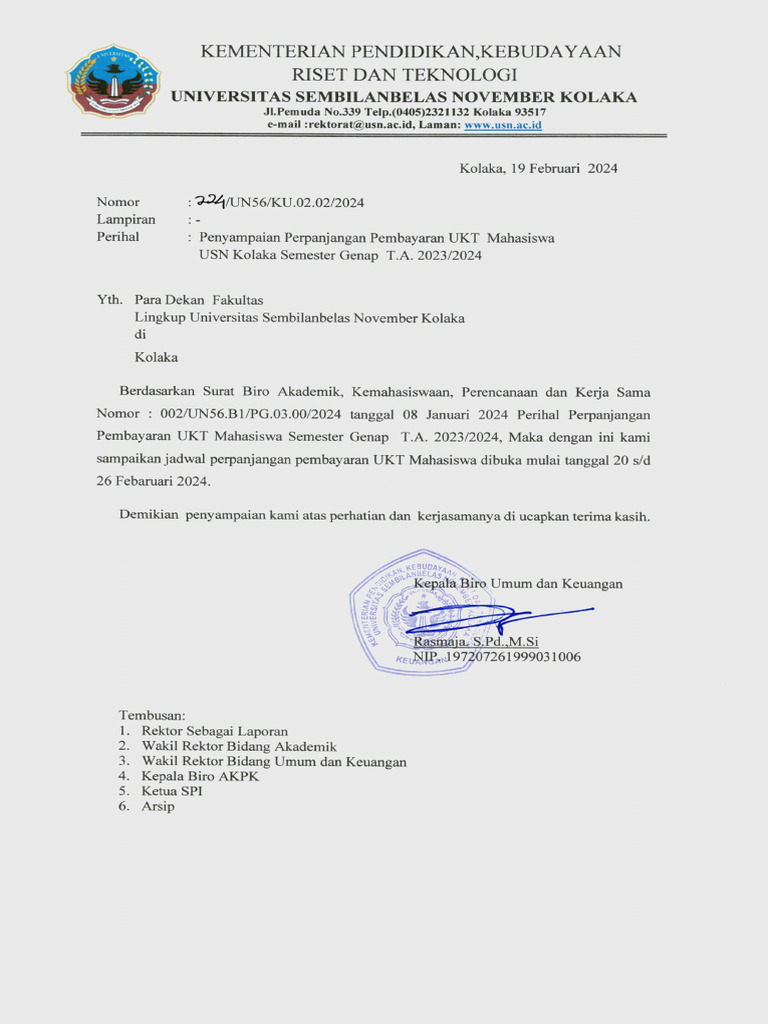 Perpanjangan UKT - DEKAN | PDF