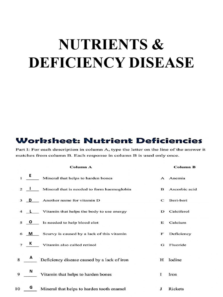 Nutrients & Deficiency Disease | PDF | Vitamin | Nutrients