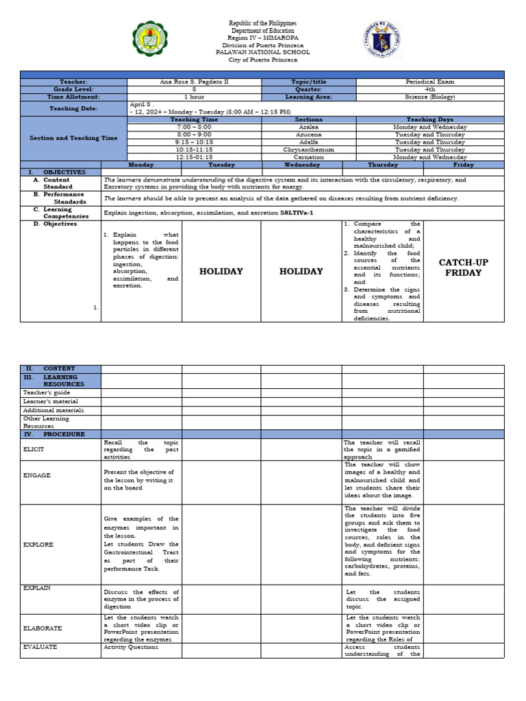DLL - 4th QUARTER WEEK 2 - APRIL 8, 2024 | PDF | Learning | Cognition