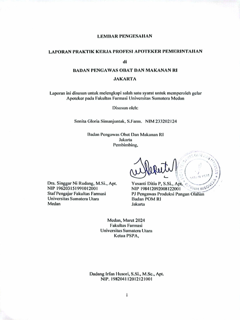 Lembar Pengesahan Ttd bpom | PDF