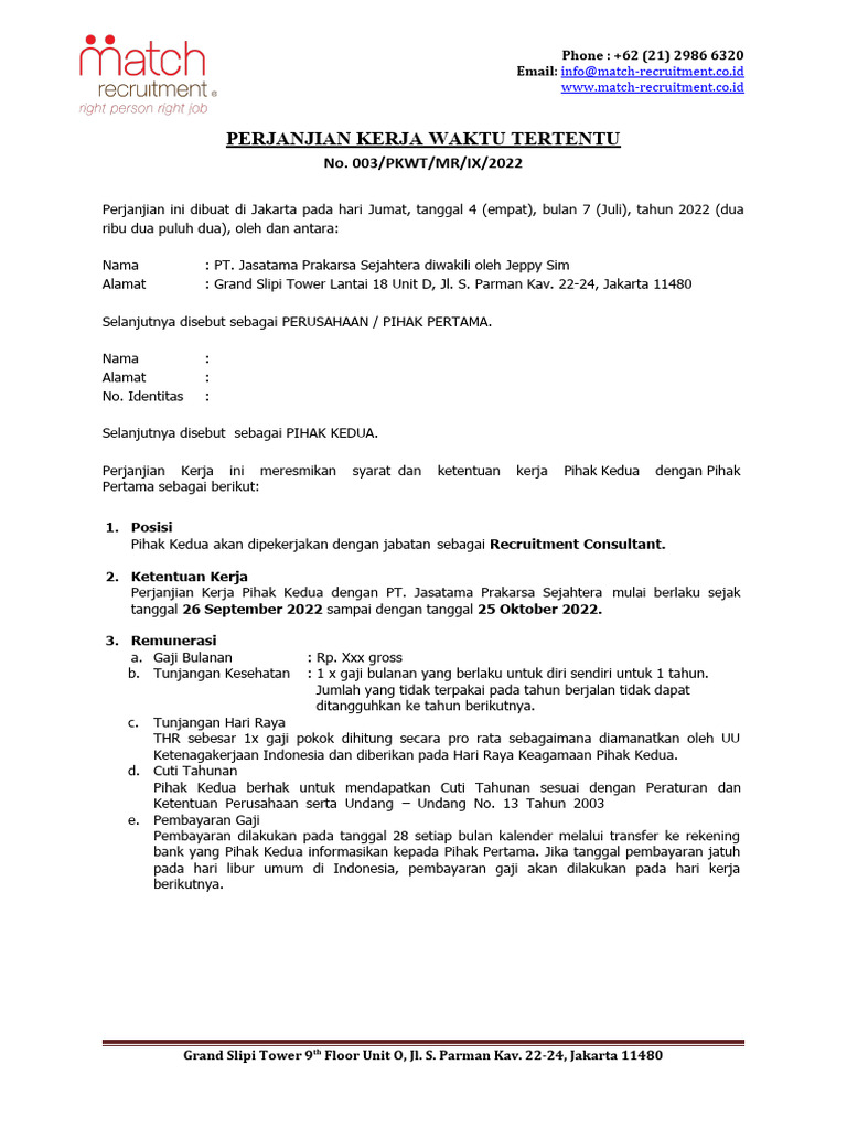 PKWT - Draft | PDF | Hukum