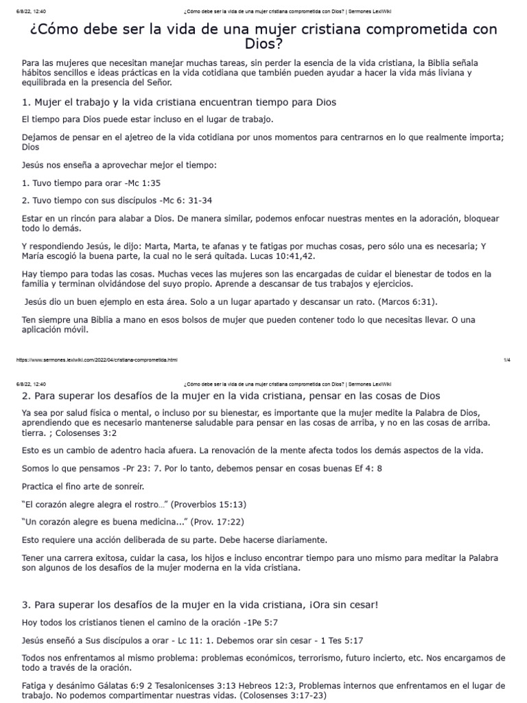 ¿Cómo debe ser la vida de una mujer cristiana comprometida con Dios ...