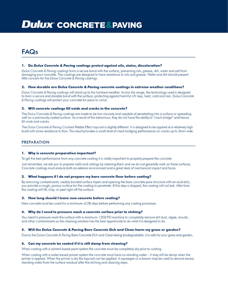 Dulux_Concrete___Paving_FAQ_guide | PDF | Concrete | Tire