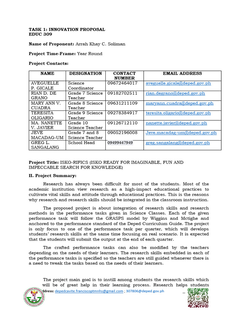 Educ 309 Innovation Proposal (AutoRecovered) | PDF | Learning | Critical Thinking