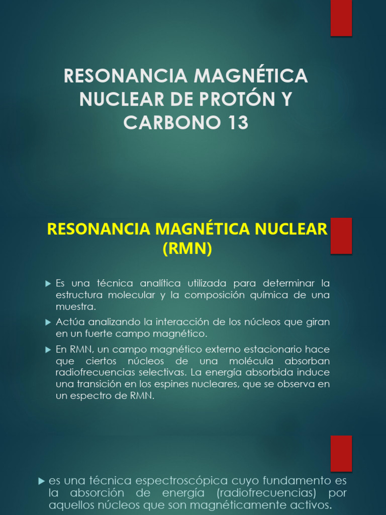 Espectroscopia RMN: Protones y Carbono 13 | PDF | Resonancia magnética ...