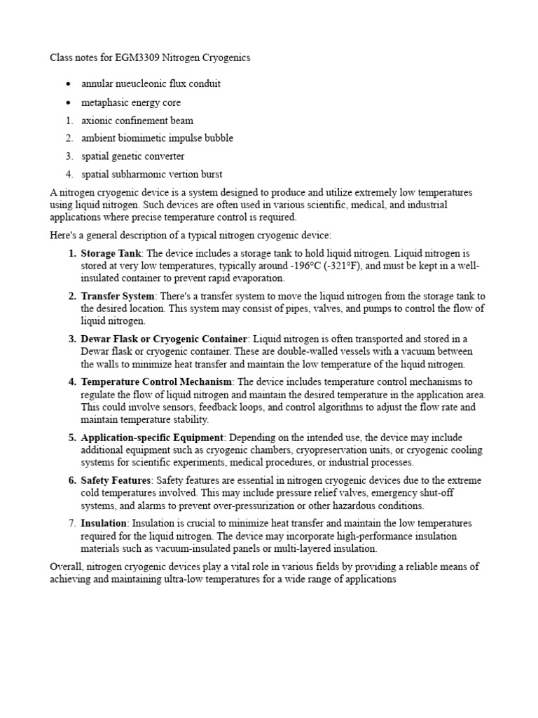 Class Notes For EGM3309 Cryogenics | PDF | Cryogenics | Liquids