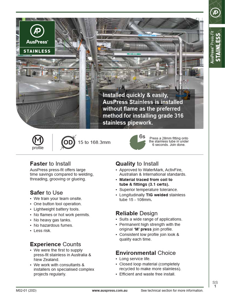 AusPress Press Fit 316 SS Metric Catalogue | PDF | Pipe (Fluid ...