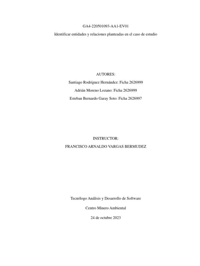 documento Modelo Entidad Relación (MER). | PDF | Bases de datos ...