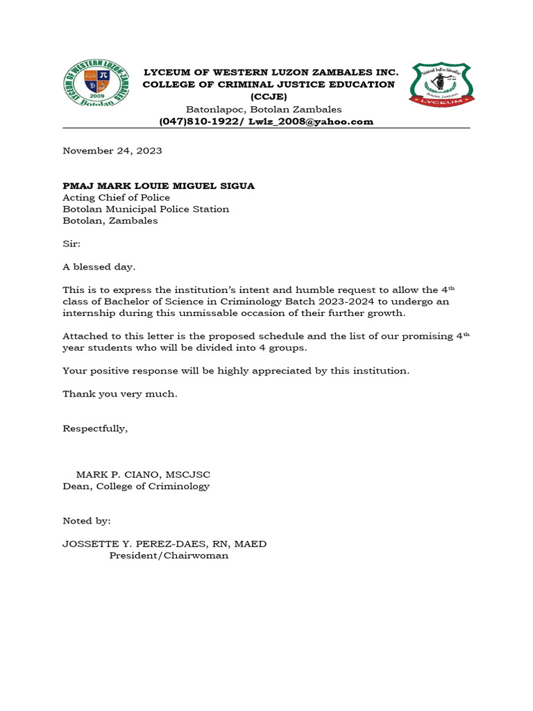 ENDORSE LETTER PNP BOTOLAN | PDF