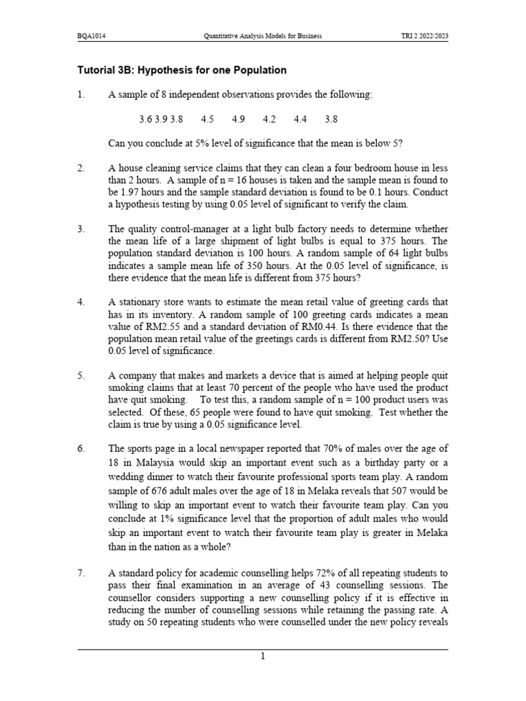 Tutorial 3B | PDF | Statistical Significance | Standard Deviation