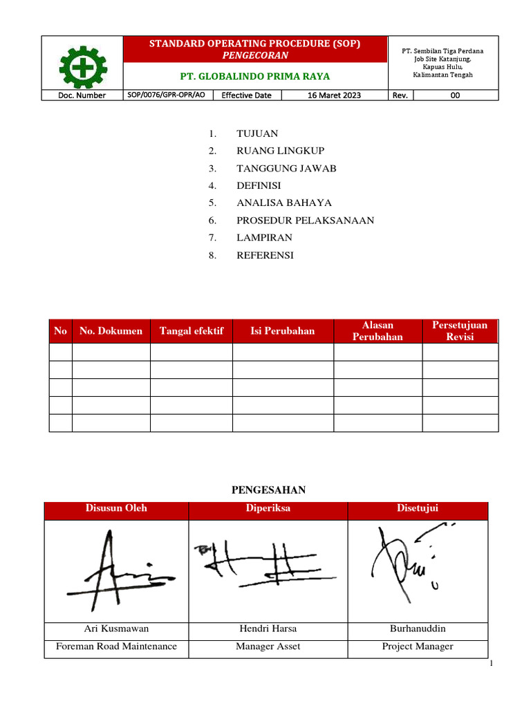 Sop-0076-Gpr-Opr-Pengecoran Box Culvert | PDF