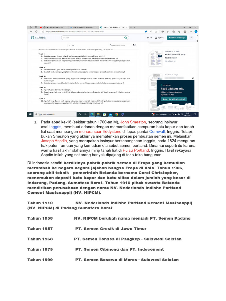 Teknologi Semen | PDF