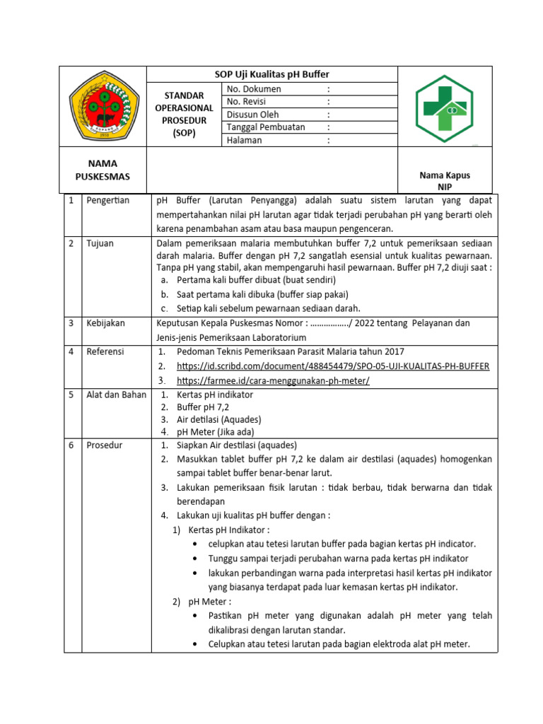 Uji Kualitas Buffer pH 7,2 untuk Malaria | PDF | Sains & Matematika