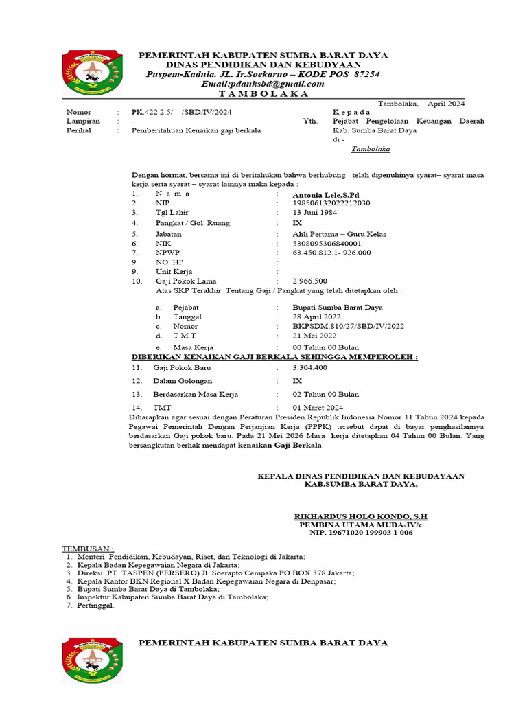 Format Berkala PPPK TMT 21 Mei 2024 | PDF