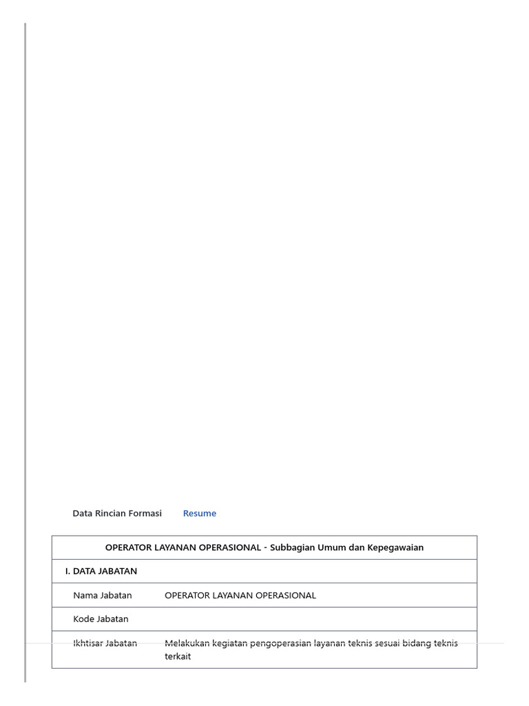 Operator Layanan Operasional Subbagian Umum Dan Kepegawaian Pdf