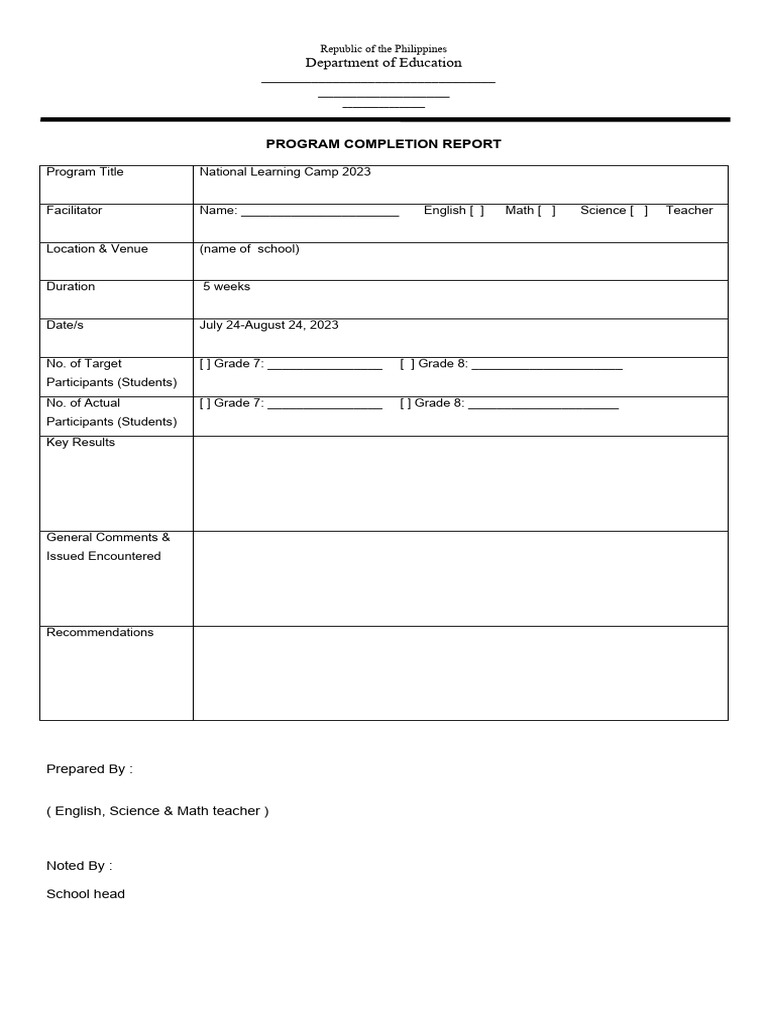11 Nlc-Progress Report Template | PDF
