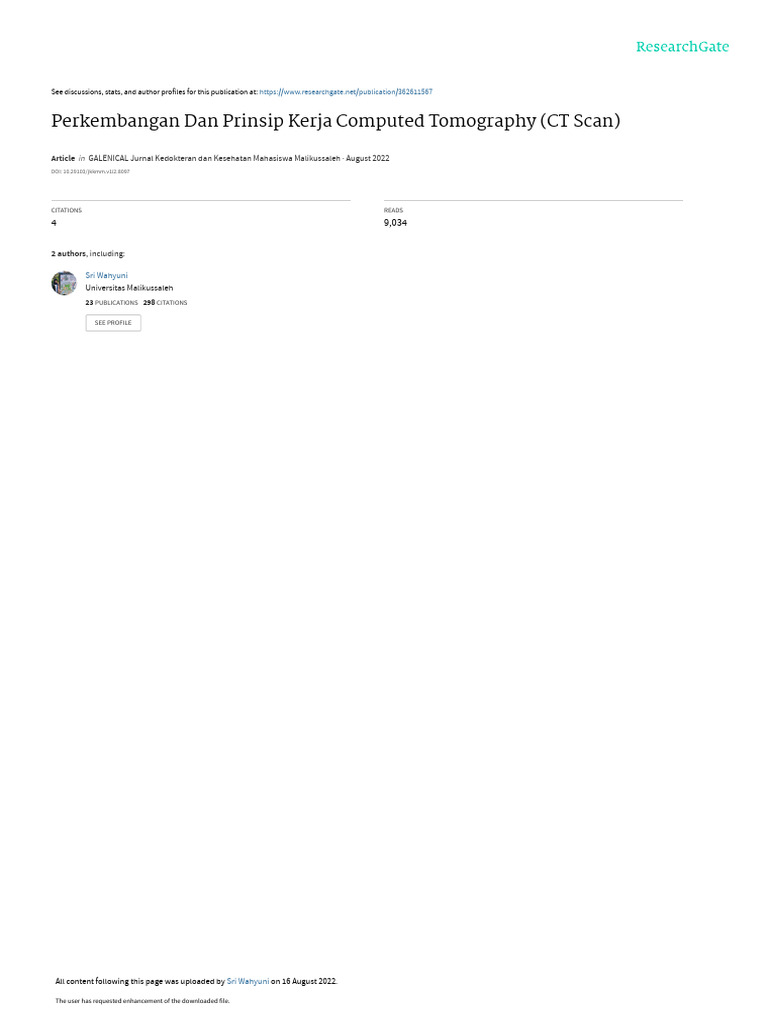 Perkembangan Dan Prinsip Kerja Computed Tomography Ctscan Pdf
