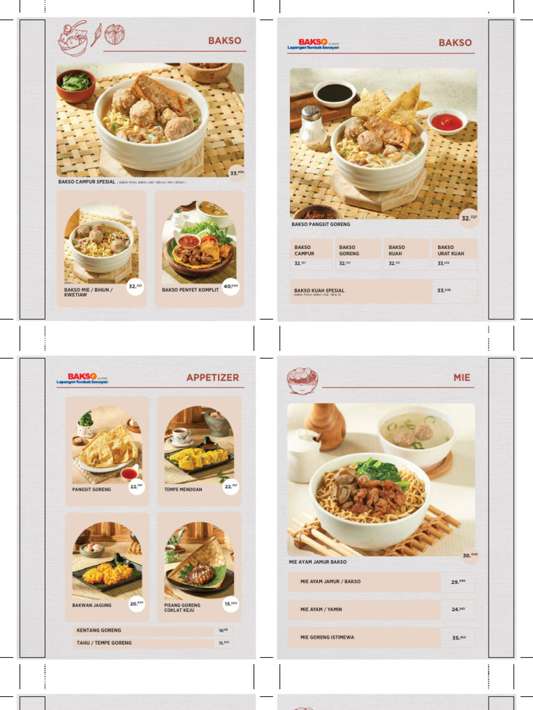 Menu Bakso Lapangan Tembak Pekanbaru | PDF