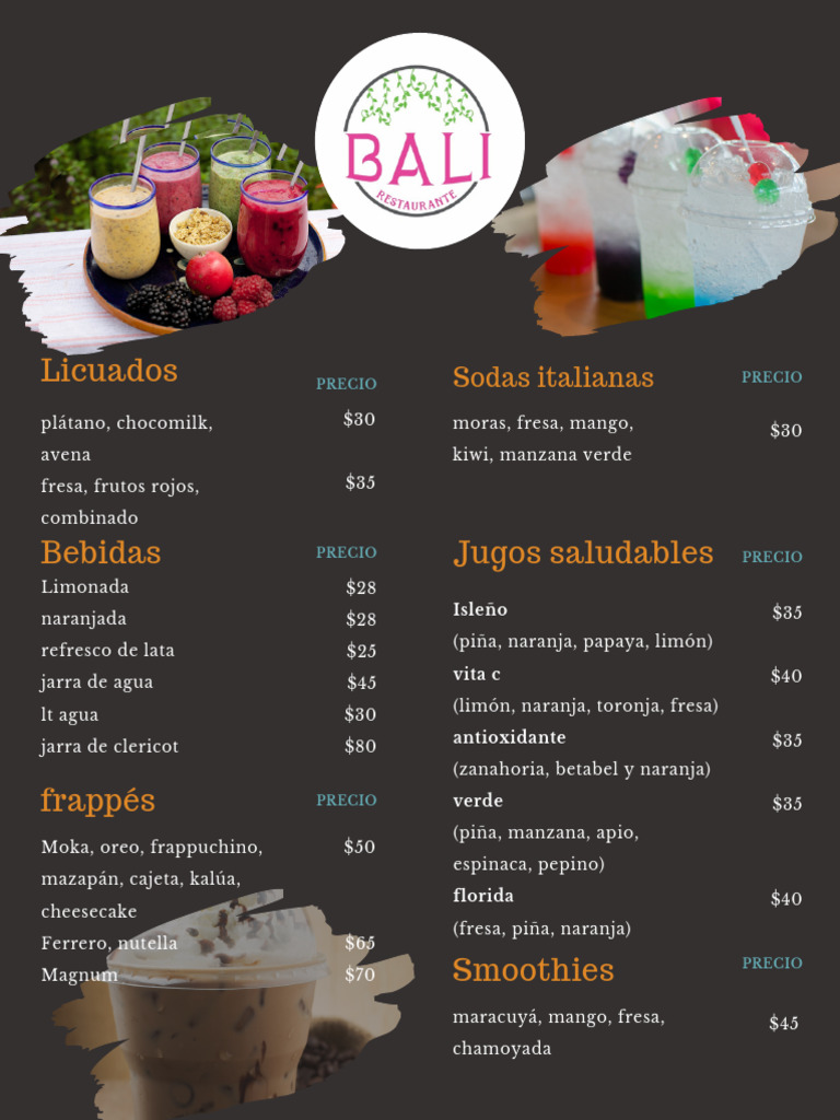 Menu Bali Oficial | PDF | ensalada | Cocina occidental