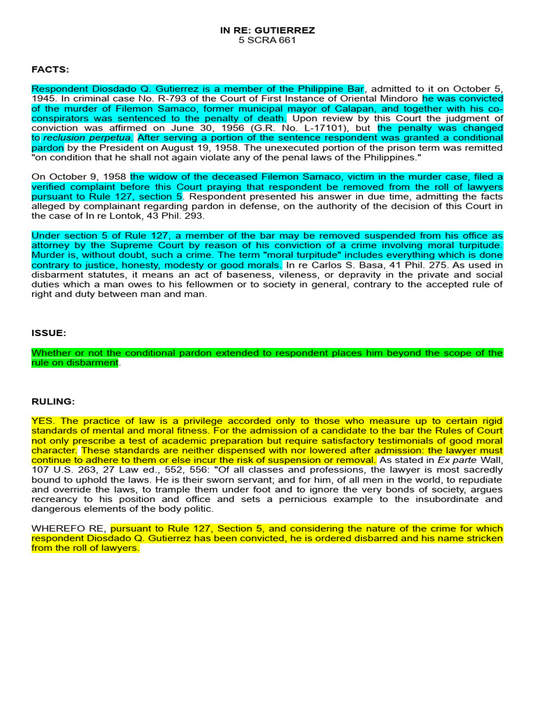 Third and Fourth Batch of Assigned Case Digests | PDF | Lawyer | Moral ...