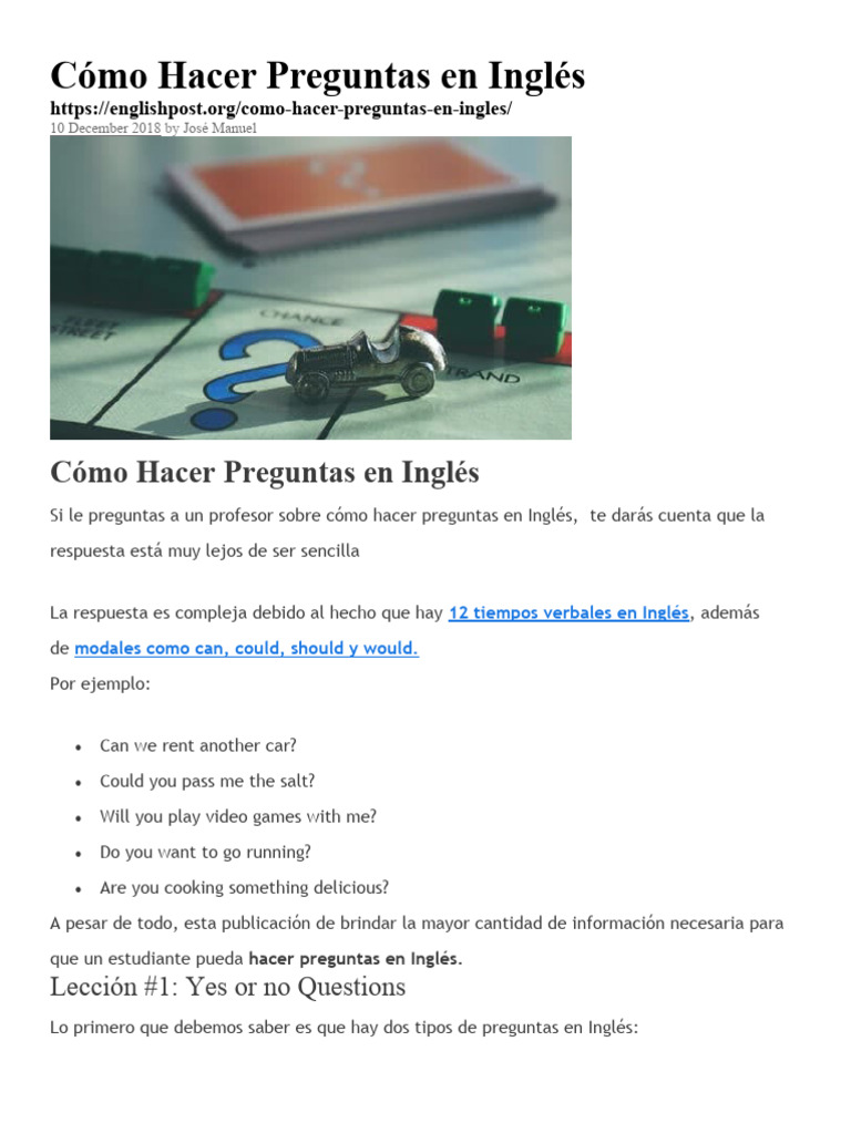 Cómo Hacer Preguntas en Inglés | PDF | Gramática | Sintaxis