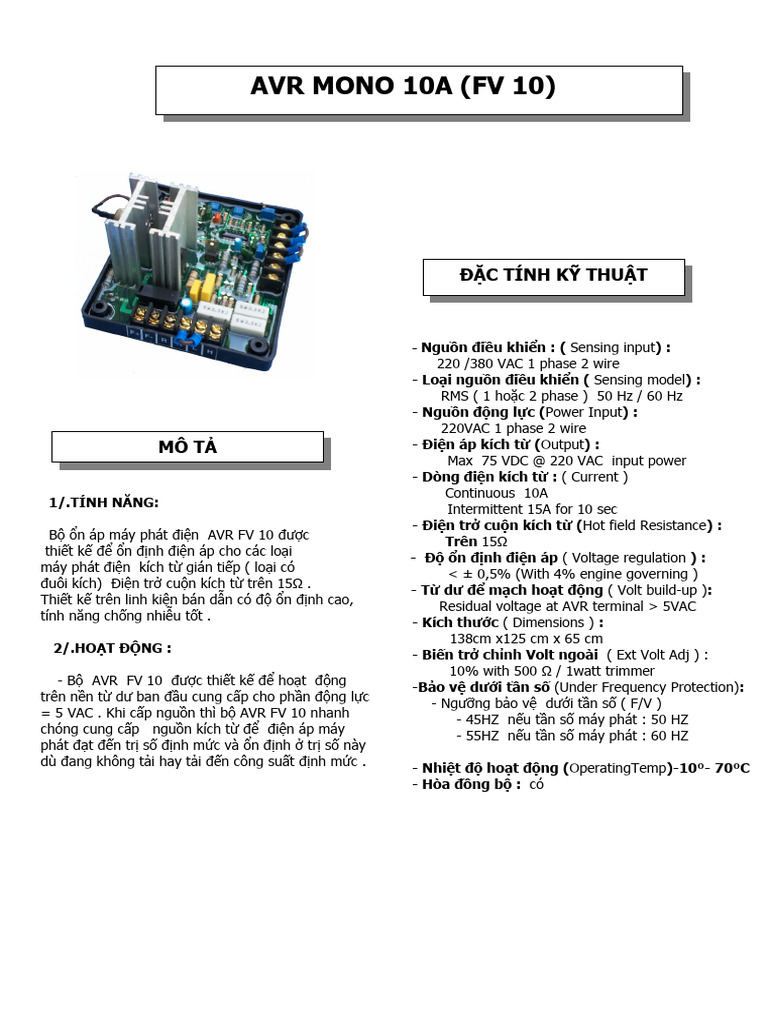Tinh Nang Avr FV 10 | PDF