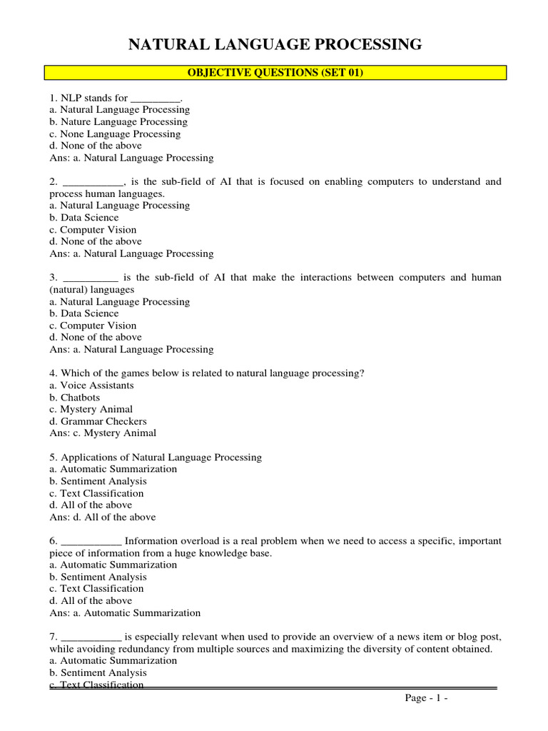 Natural Language Processing Important Questions Answers | Download Free PDF | Semantics | Word