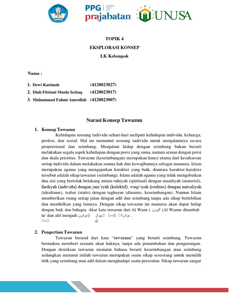 Dewi Karimah. Eksplorasi Konsep .Topik 4 Kelompok PKBA | PDF