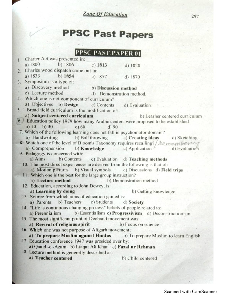 Past Papers 10 Zone of Education | PDF