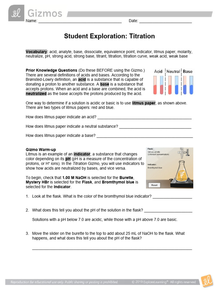 Acids and Bases - Gizmo Lab - Activity A | PDF | Titration | Chemistry