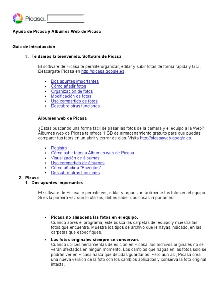 Picasa. Manual | PDF | Archivo de computadora | Google